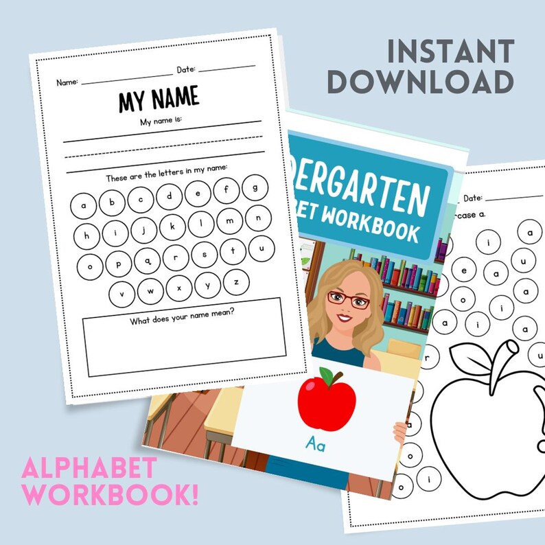 Kindergarten Alphabet Workbook, Printable Workbook. Early Finisher Book ...