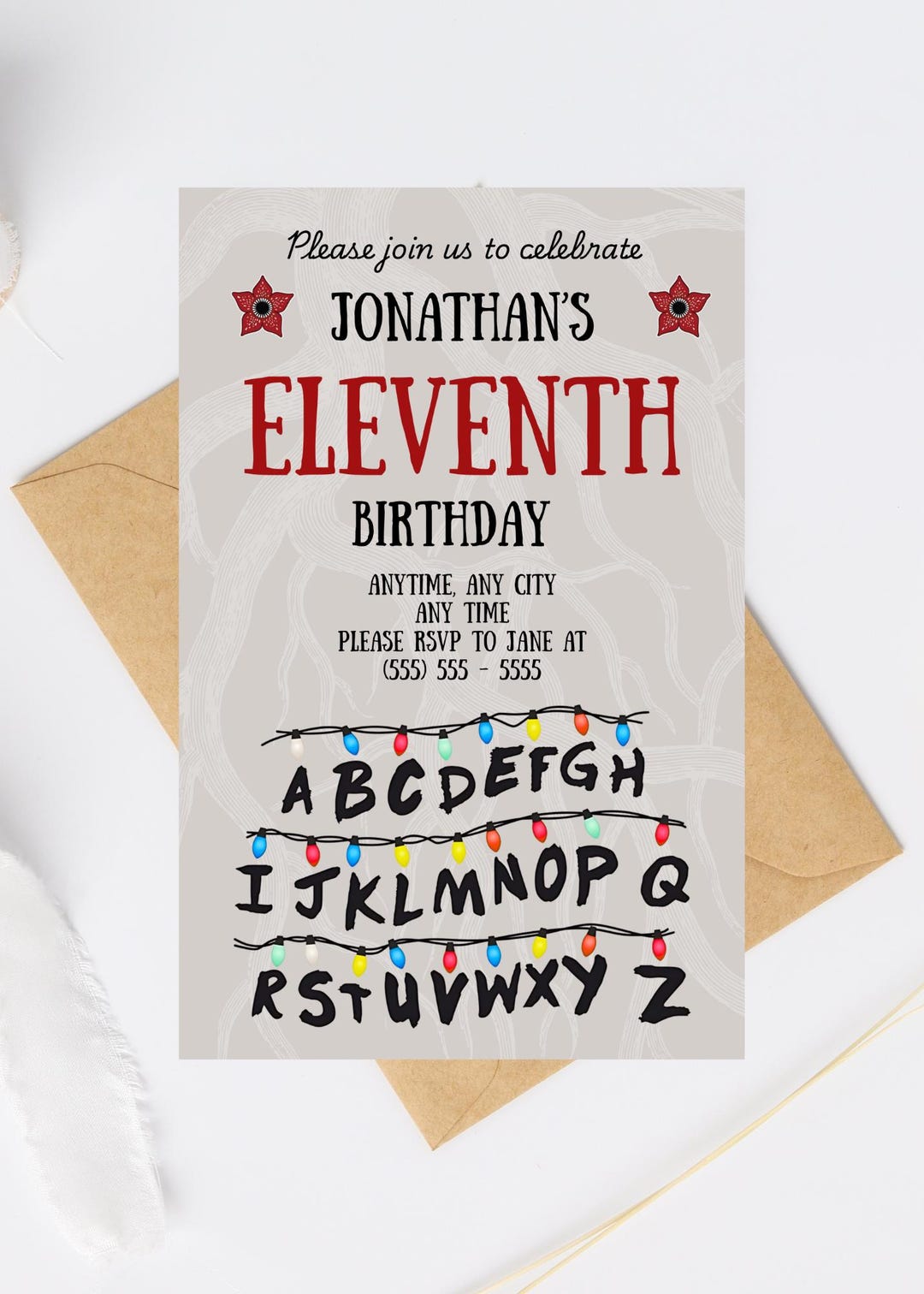 Stranger Things Birthday Invitation, Upside Down Party Invite (digital ...