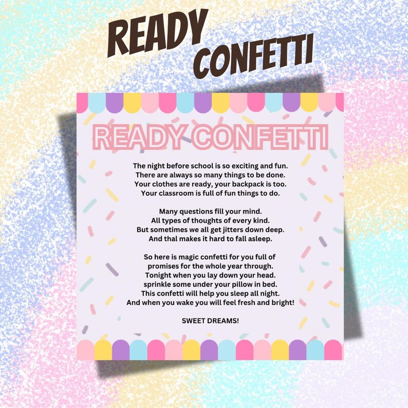 Ready Confetti Canva Template, First Day of School Present, Meet the ...