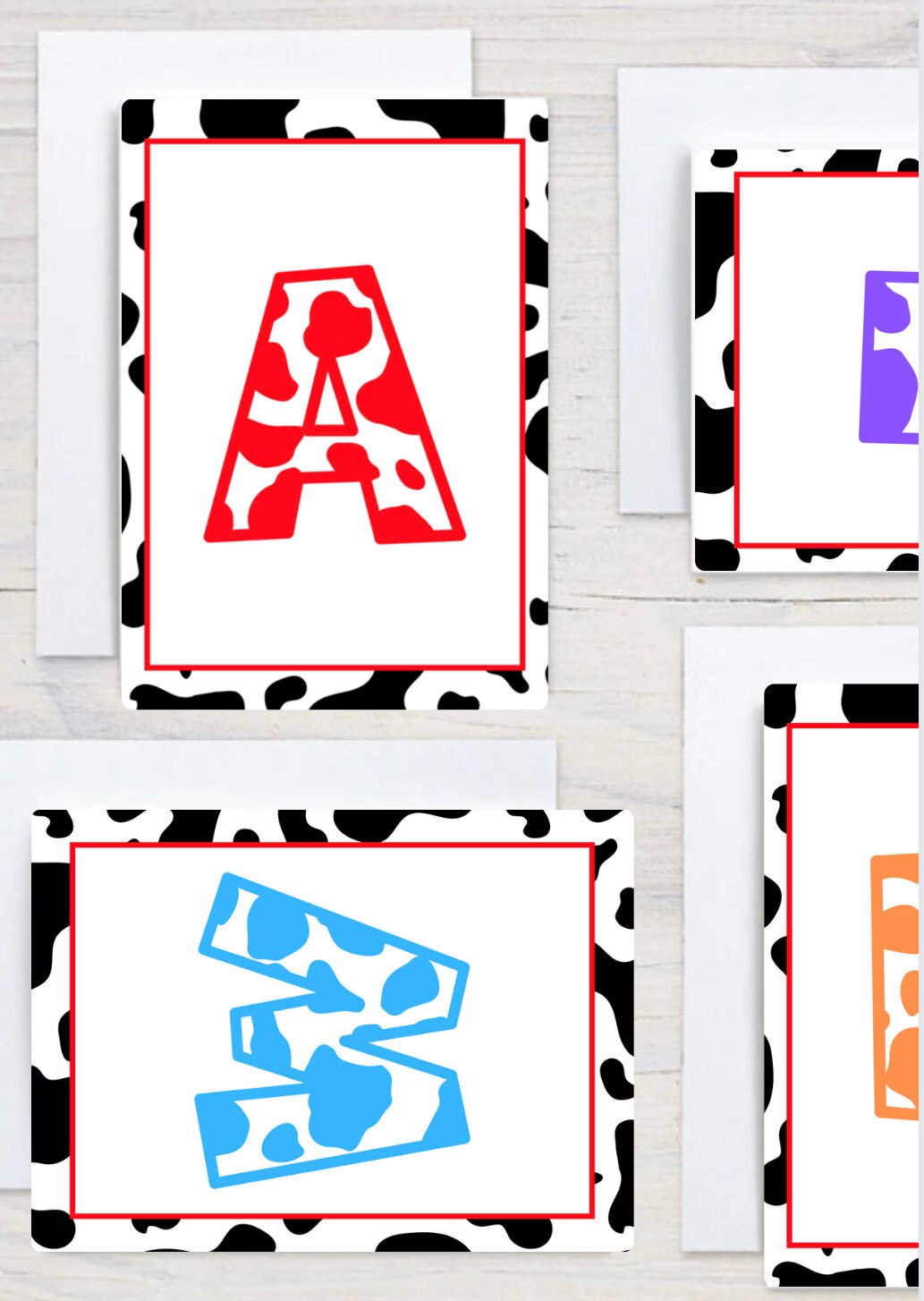 Alphabet Learning Poster Digital Template, Rainbow Alphabet Poster, Cow ...