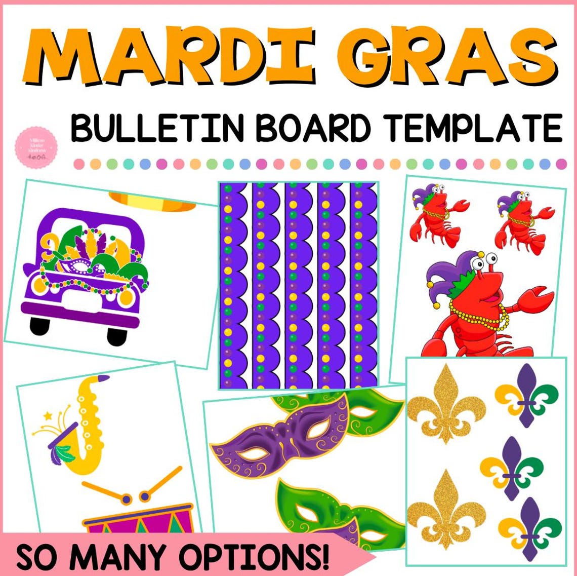 Mardi Gras Bulletin Board Template: Louisiana Classroom Decor (PDF) - Etsy