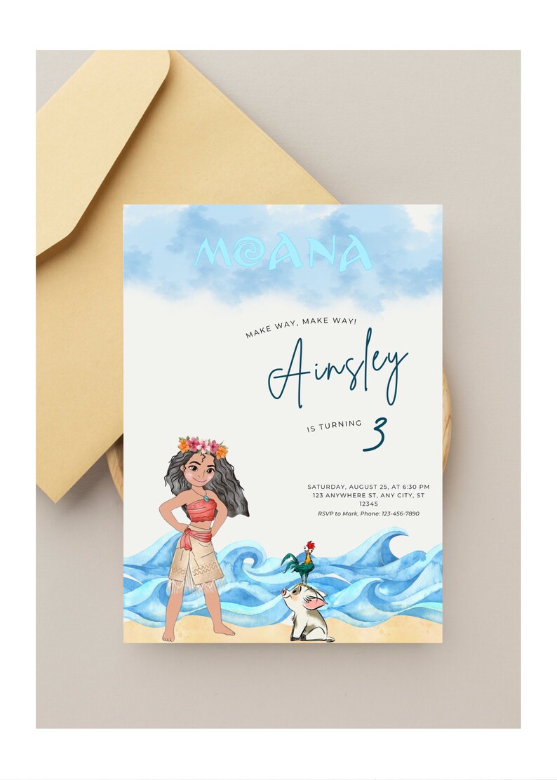 Moana Birthday Invitation Template, Girl Birthday, Boy Birthday, Canva ...