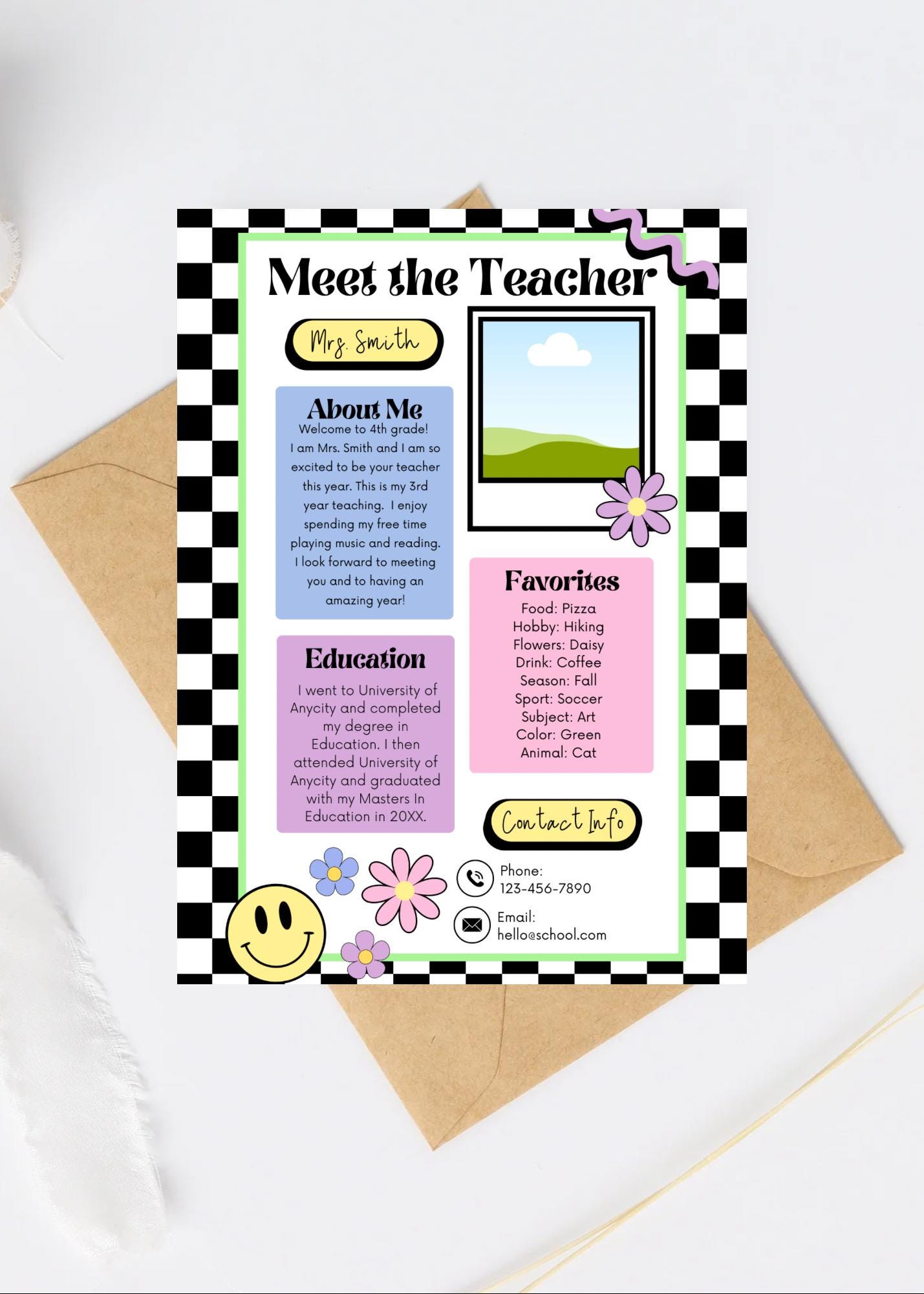 Meet the Teacher Canva Template, Groovy Teacher, Back to School Night ...