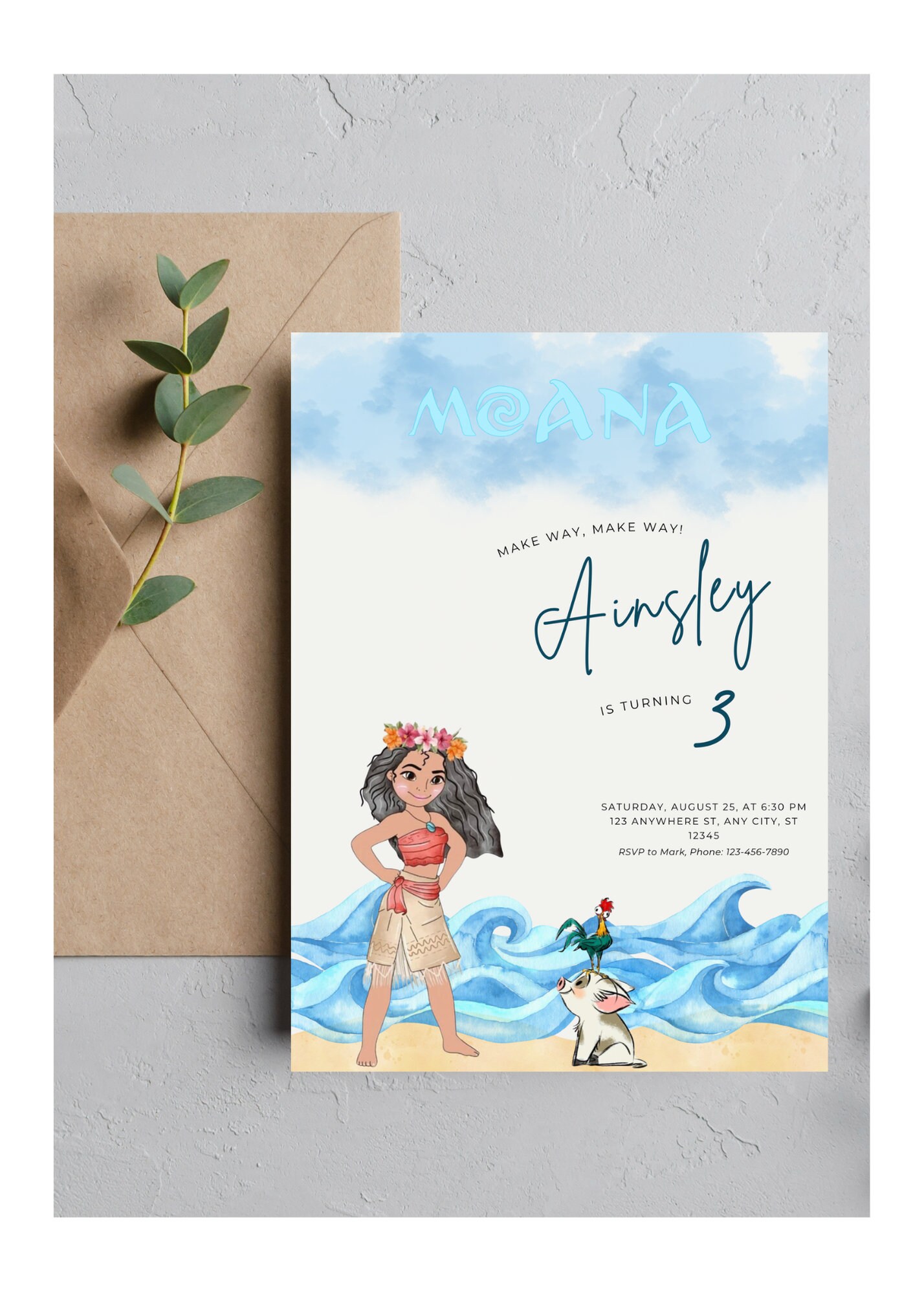 Moana Birthday Invitation Template, Girl Birthday, Boy Birthday, Canva ...