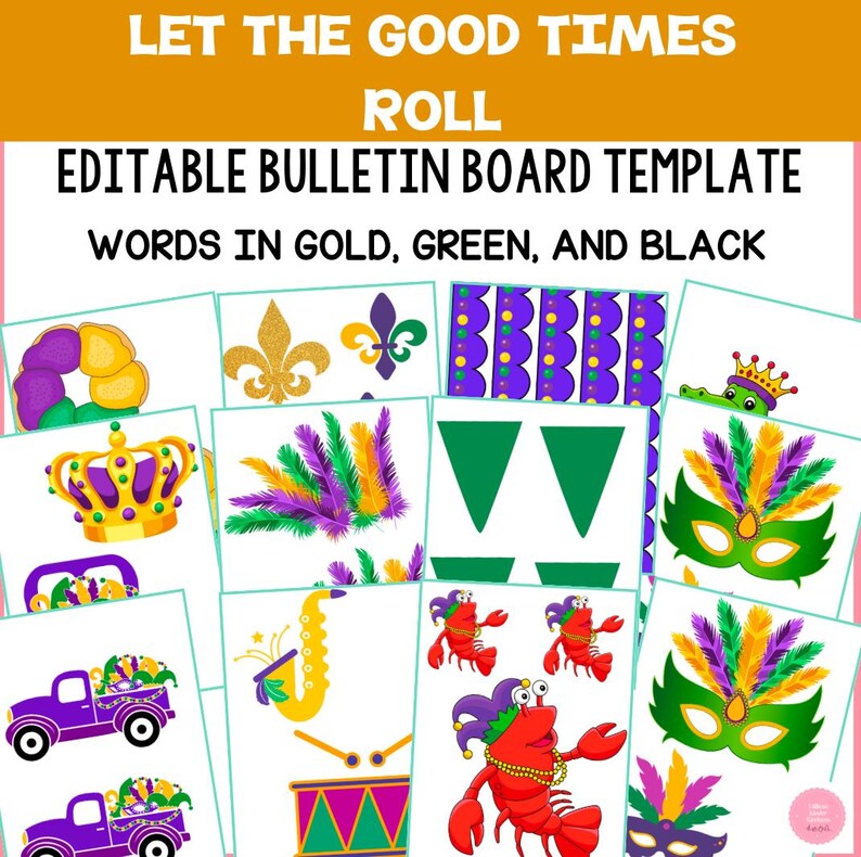 Mardi Gras Bulletin Board Template: Louisiana Classroom Decor (PDF) - Etsy
