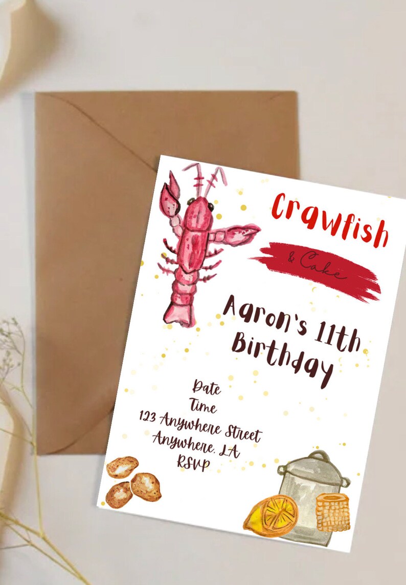 Crawfish Birthday Invitation, Louisiana Birthday Party, Girl Birthday ...