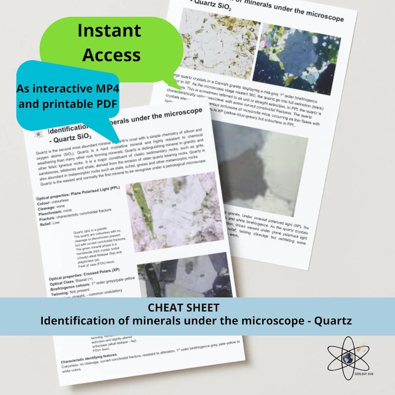 Quartz Mineral Identification: Interactive Cheat Sheets & Worksheets ...