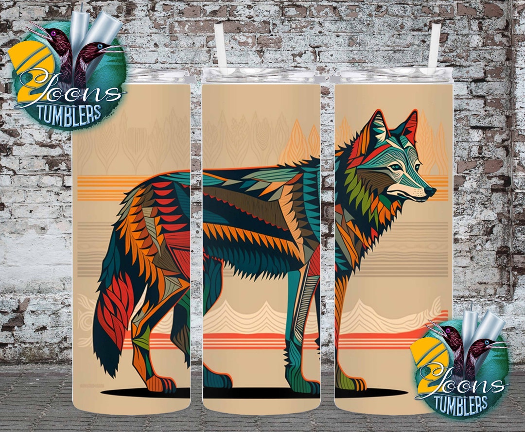 Wolf Inuit - 20oz Skinny Tumbler Wrap, Indigenous Art , Digital ...