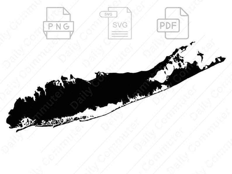 Bold Long Island Map Graphic | PNG, SVG & PDF Download | Digital Use - Etsy