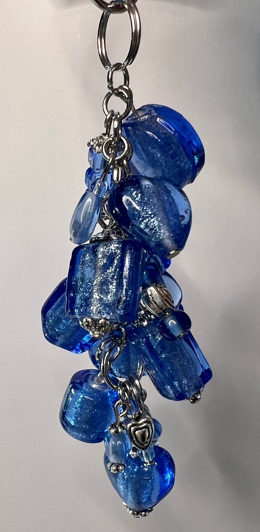 Blue Purse Charm Beaded Purse Charm Heart Purse Charm Purse Dangle ...