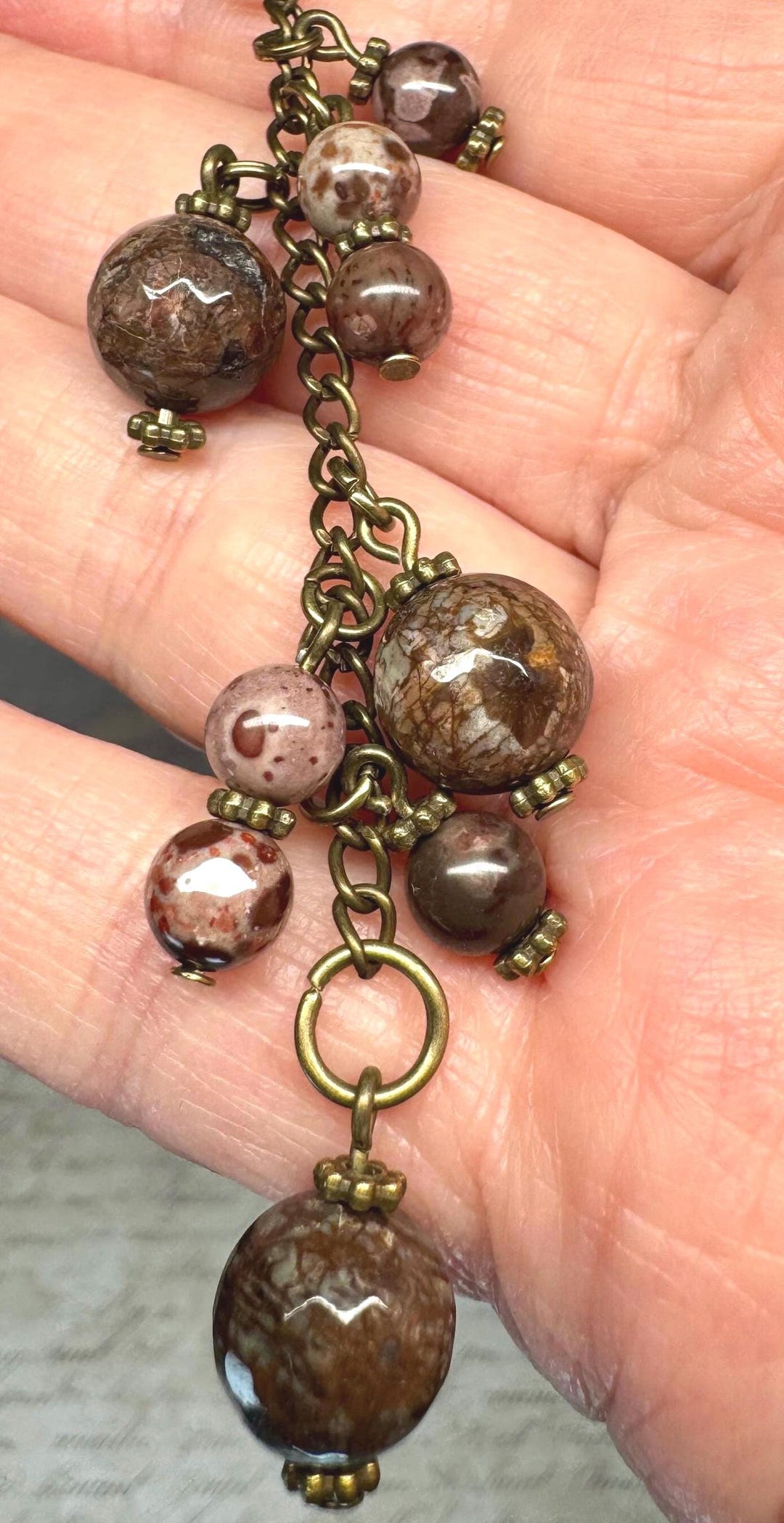 Snowflake Obsidian Purse Charm - Gemstone Bag Jewelry - Brown Purse ...