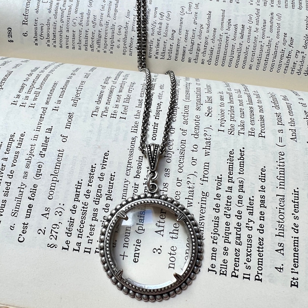 Magnifying Necklace Monocle Pendant Necklace Antiqued Silver Monocle ...