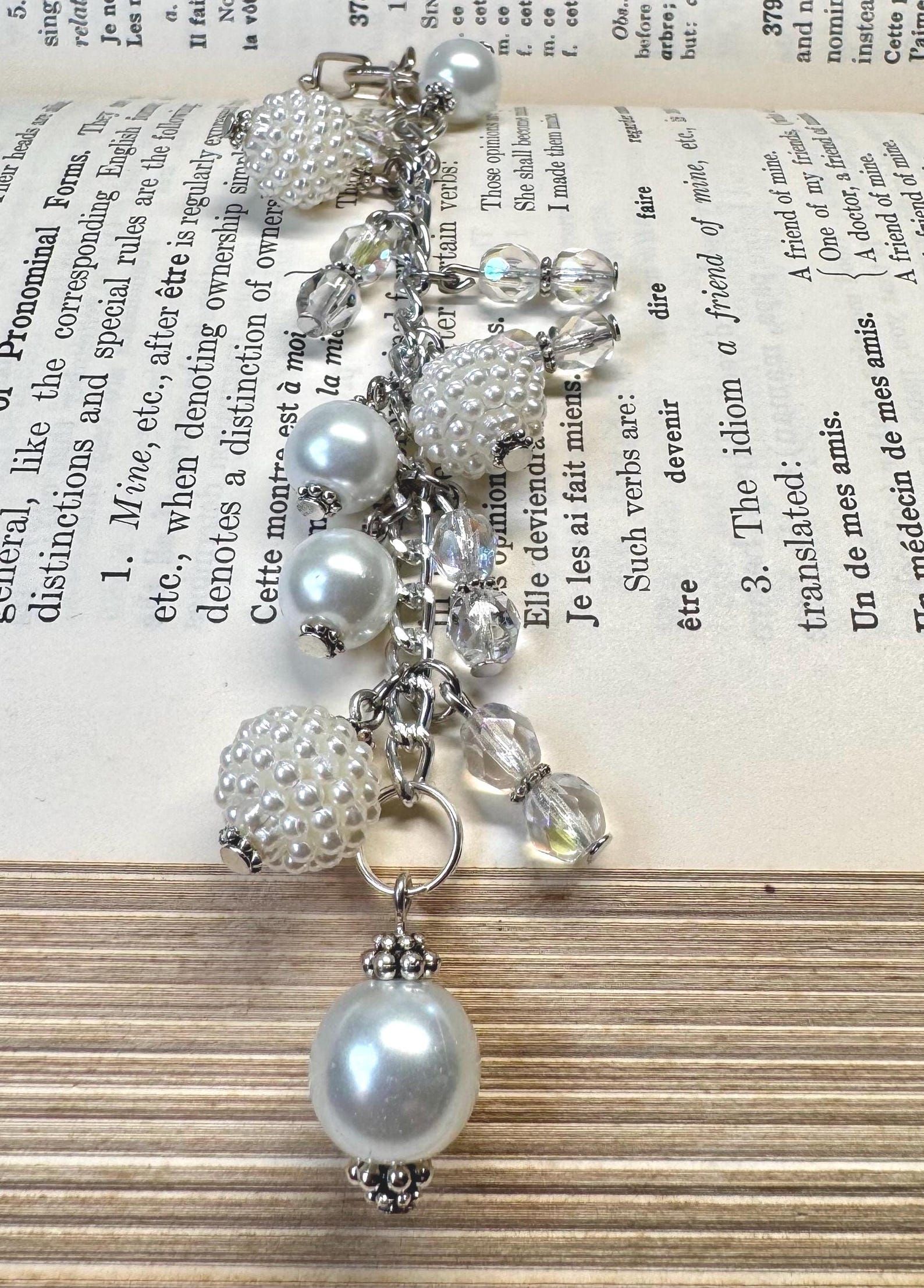 Pearl Purse Charm: Beaded Bag Dangle With AB Czech Glass - Etsy