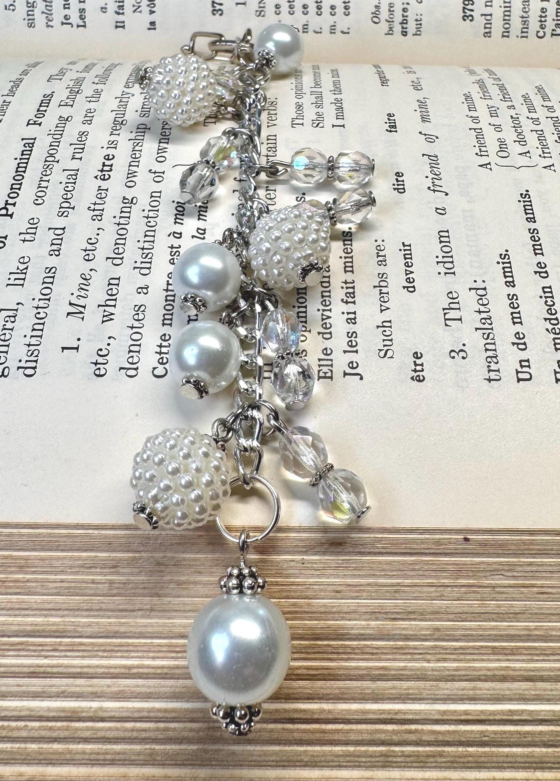 Pearl Purse Charm: Beaded Bag Dangle With AB Czech Glass - Etsy
