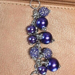 Purple Pearl Purse Charm: Beaded Bag Dangle - Etsy