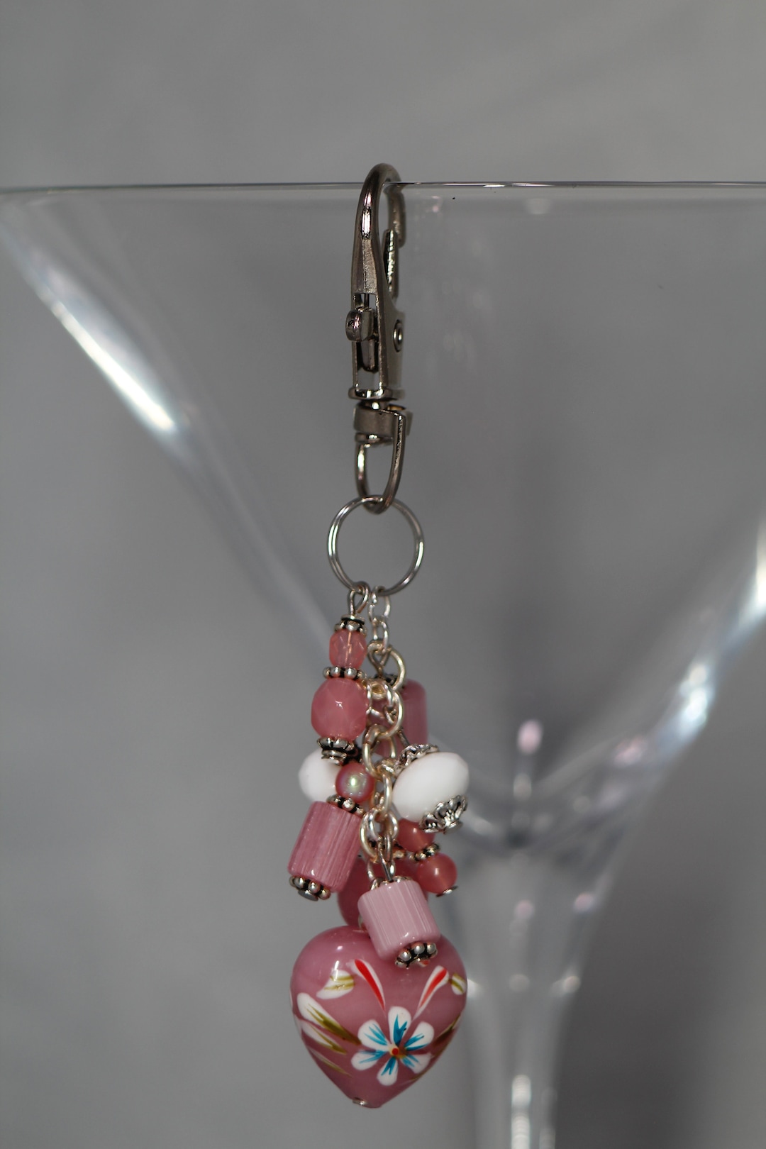 Pink Purse Charm Pink Heart Purse Charm Bag Charm Beaded Purse Charm ...