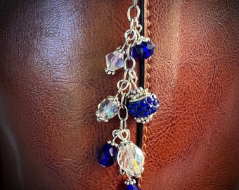 Blue Purse Charm Beaded Purse Charm Heart Purse Charm Purse Dangle ...