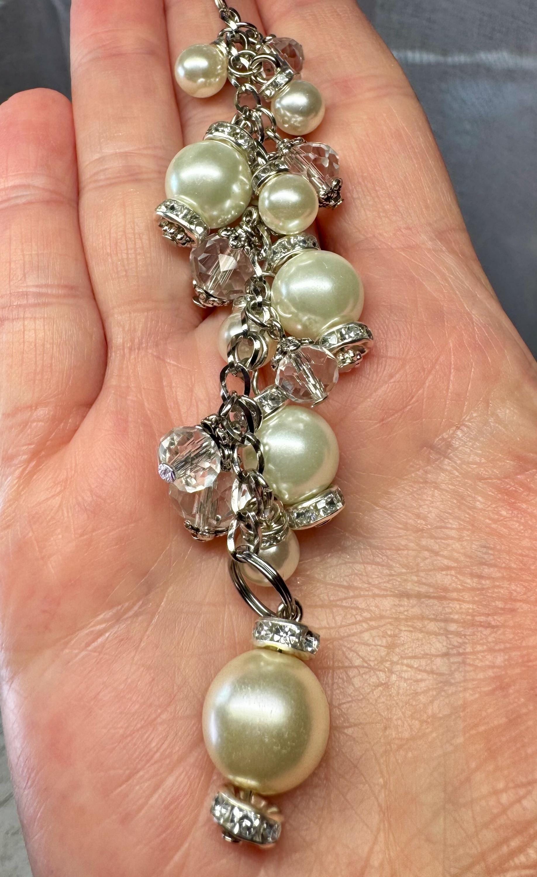 Pearl Purse Charm - Beaded Purse Dangle - Handbag Bling - Crystal Purse ...