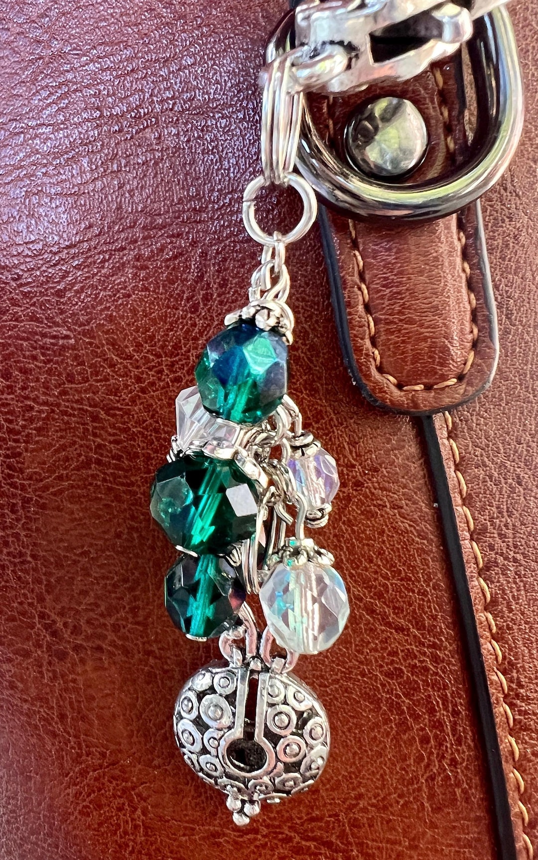 Purse Charm - Bag Charm - Beaded Purse Charm - Green Purse Charm ...