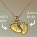 Solid Gold Baby Feet Necklace, Personalized With Name, Baby 8k/14k ...