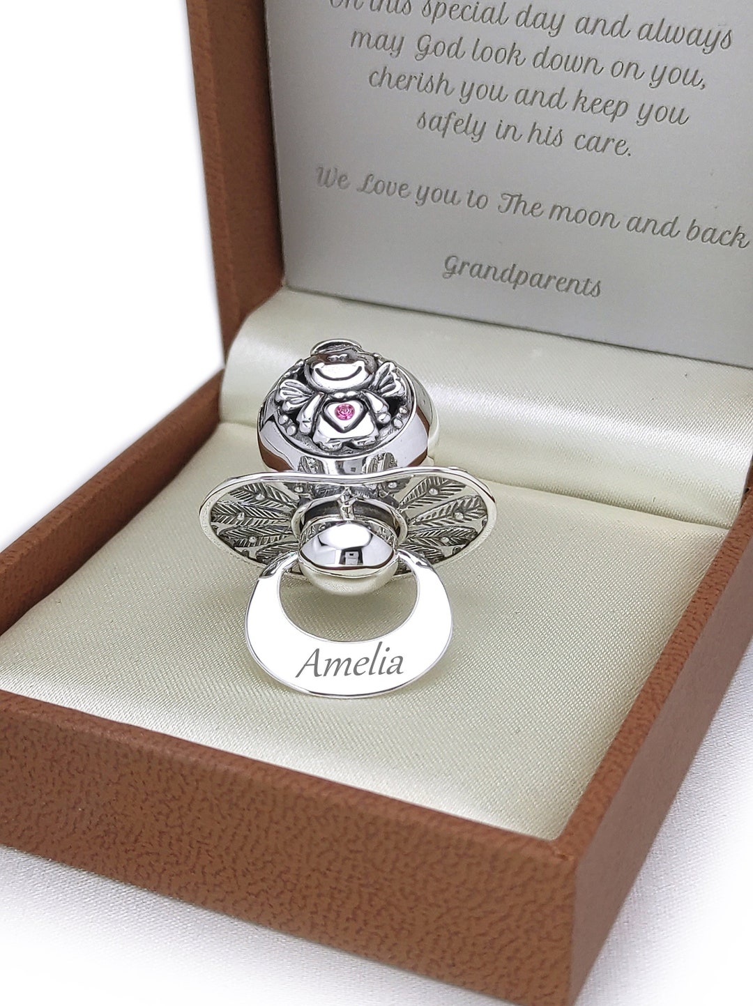Sterling Silver Dummy Pacifier First Tooth Box Engraved Keepsake - Etsy