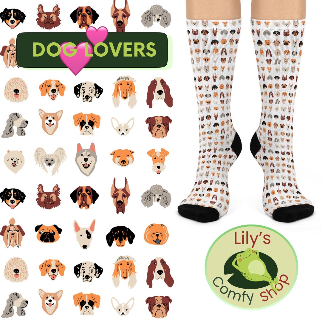 Dog Breed Socks – Cute Dog Lover Crew Socks, Funny Pet Owner Gift ...
