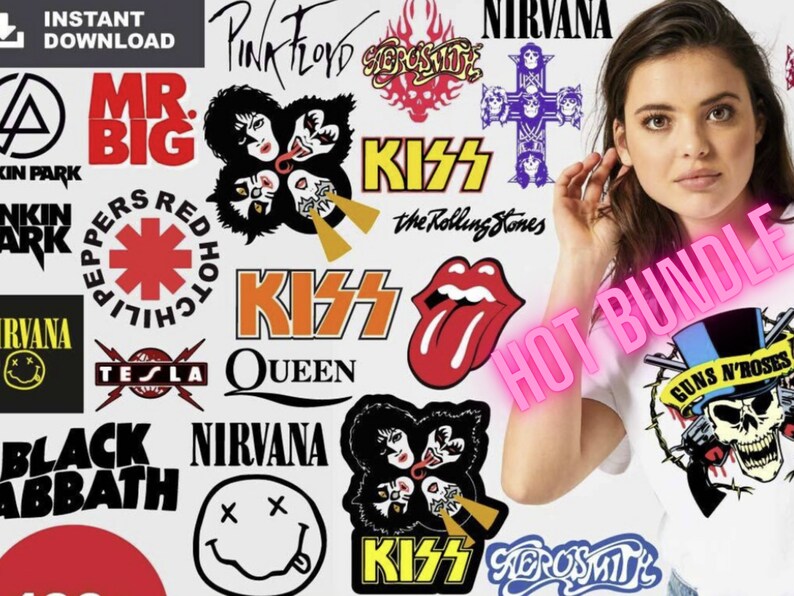 350 Famous Rock Metal 80's Bands SVG PNG DXF Instant | Etsy
