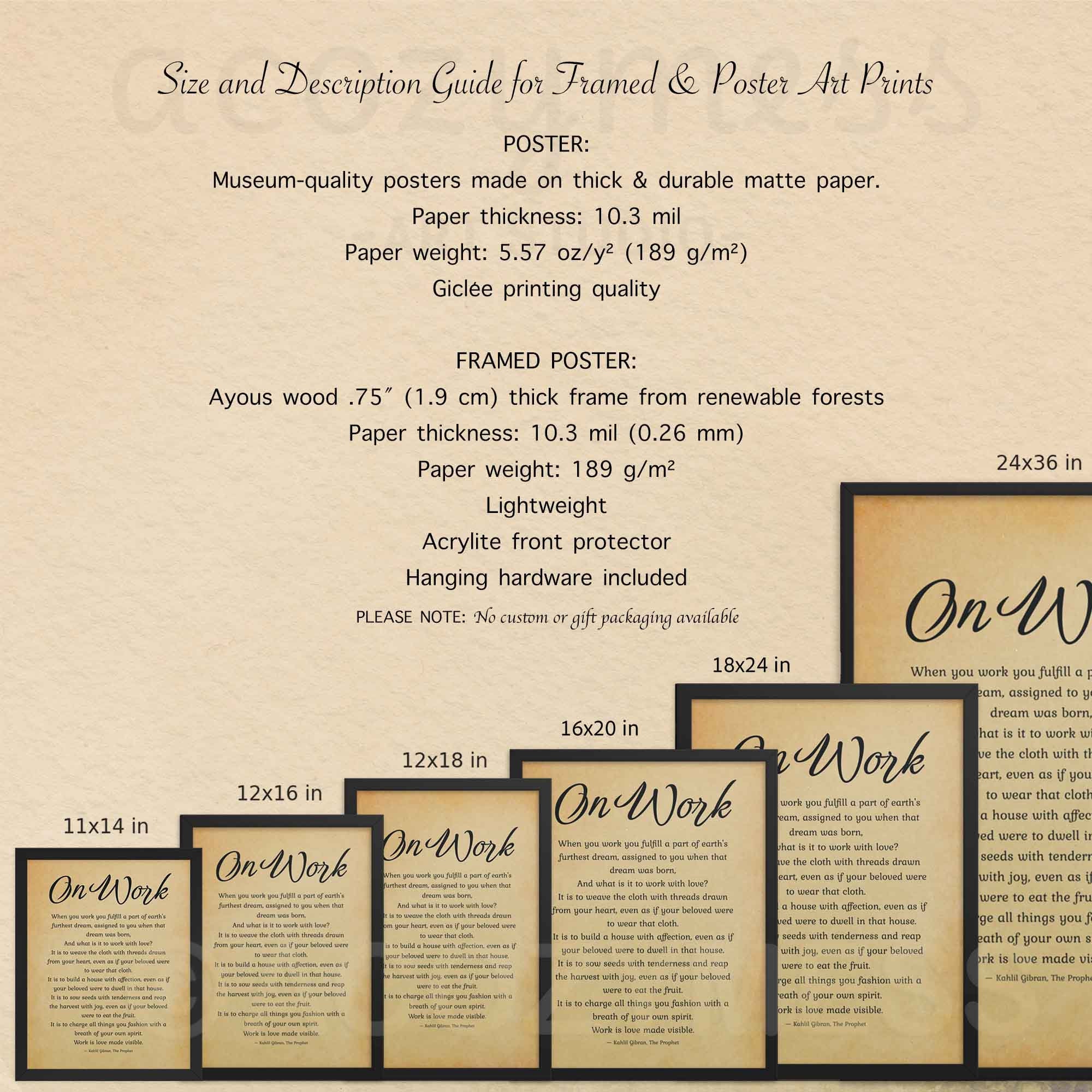 On Work by Kahlil Gibran Print, Motivational Posters, Homeoffice ...