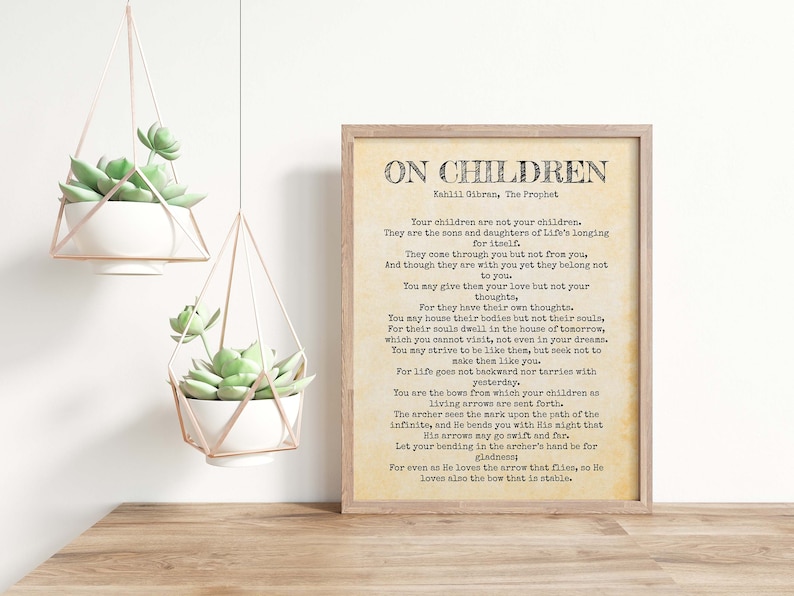 On Children Kahlil Gibran Poem Inspirational Wall Art for - Etsy