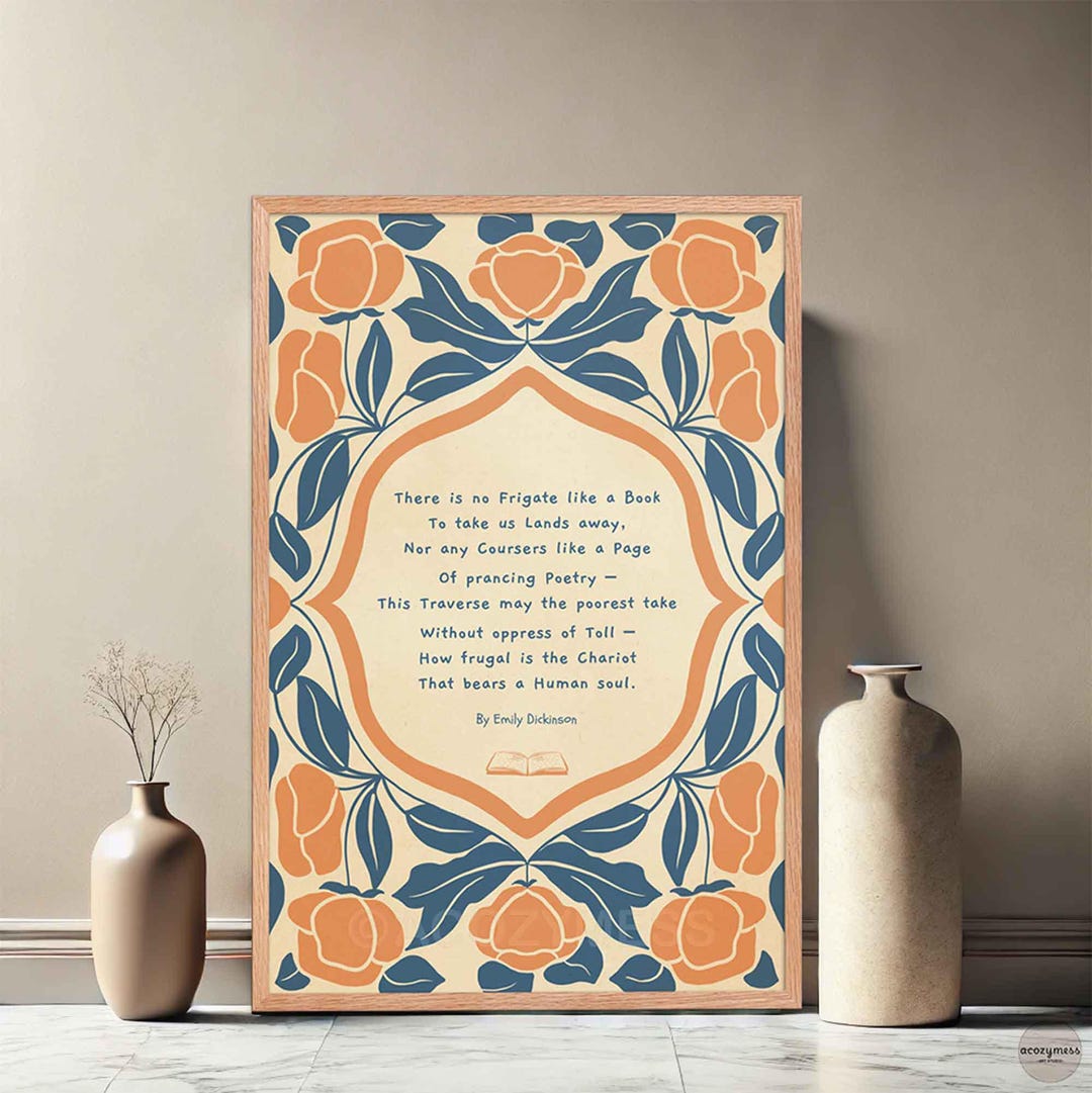 Emily Dickinson Poem Print: Vintage Floral Library Poster - Etsy