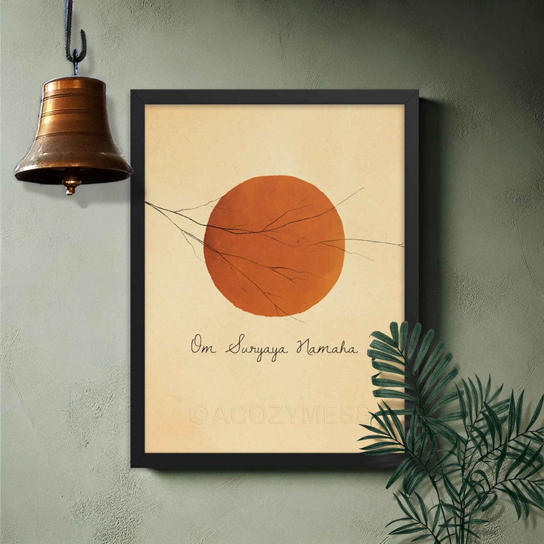Om Suryaya Namah Wall Art, Sun Salutation Mantra Print, Mantra Poster ...