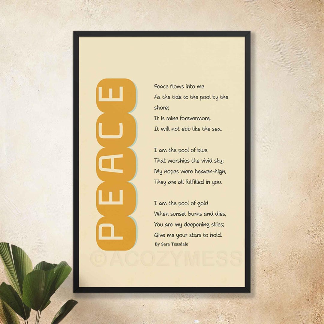 Peace by Sara Teasdale | Poem Print | Poetry Prints | Literary Prints ...
