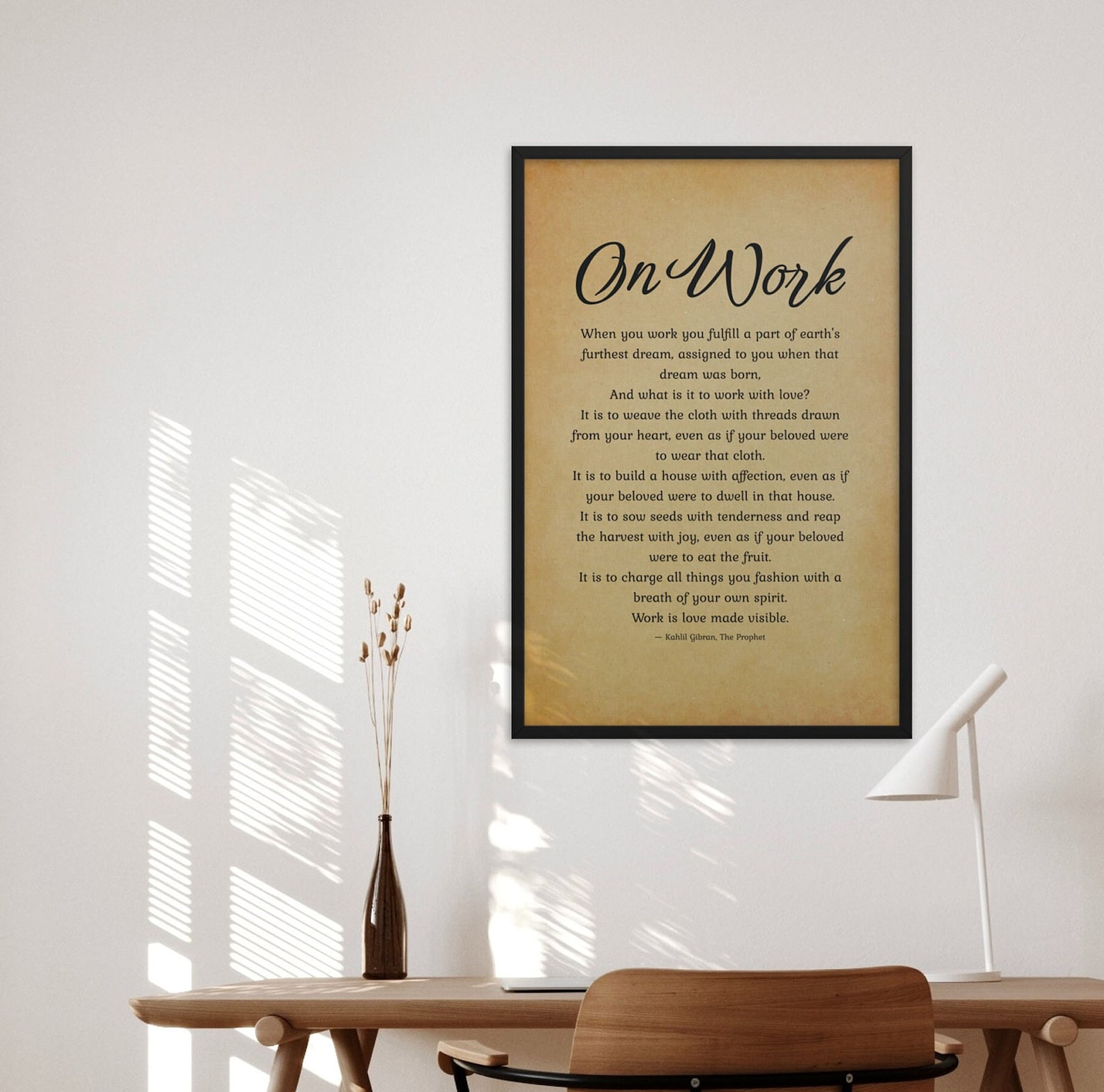 On Work by Kahlil Gibran Print, Motivational Posters, Homeoffice ...