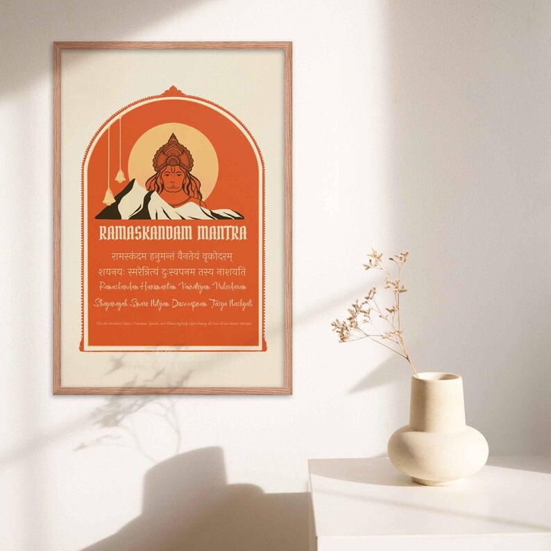 Hanuman Sleep Mantra, Vedic Chant, Chanting & Mantras Wall Art, Bedroom ...