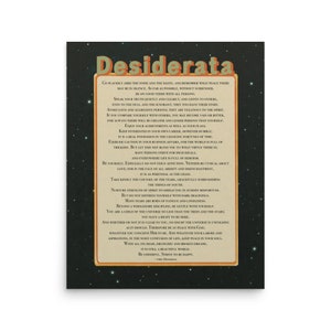 Desiderata Poem Poster Inspirational Poetry Grad Gift Print - Etsy