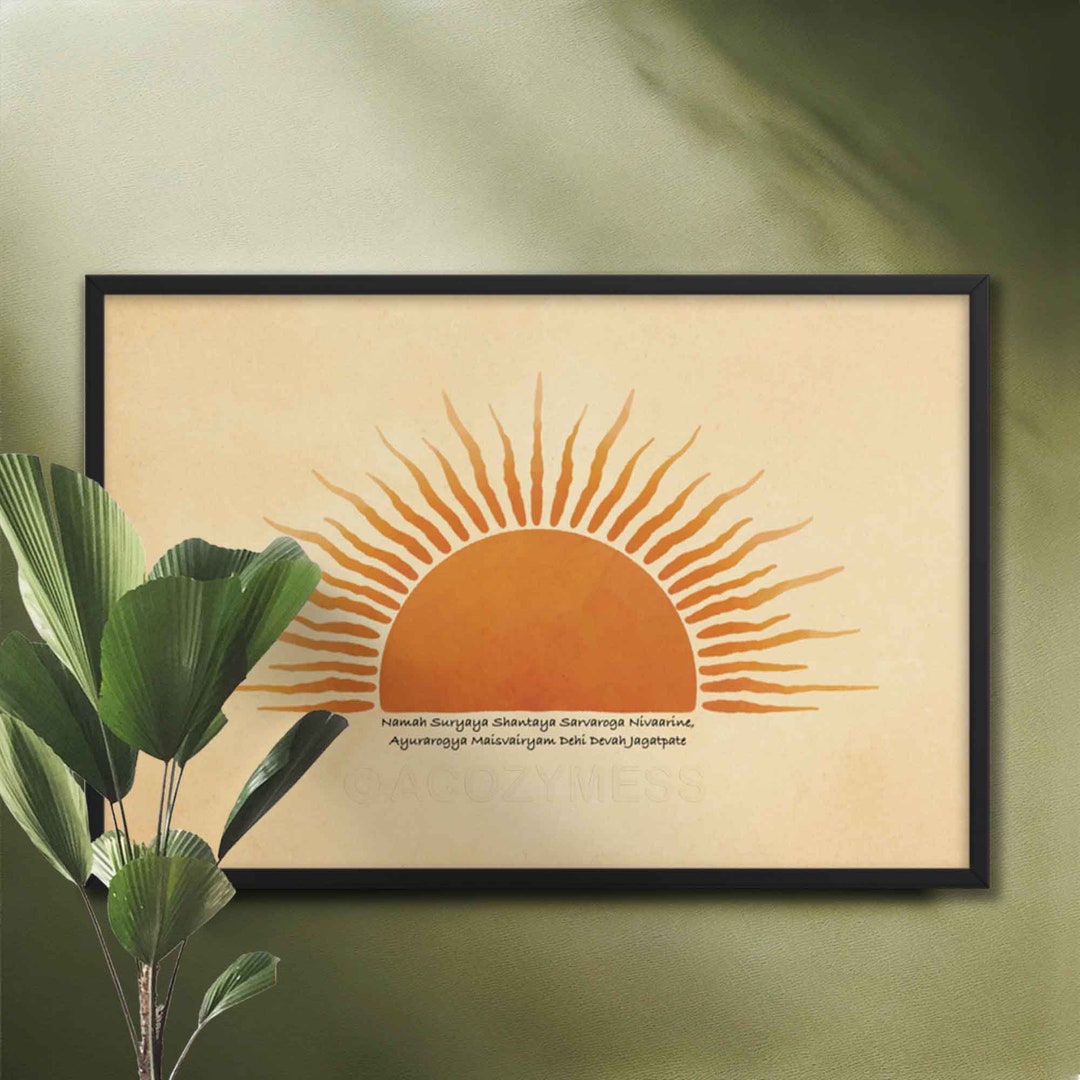 Sun Mantra Wall Art, Surya Mantra Poster, Yoga Room Decor - Etsy