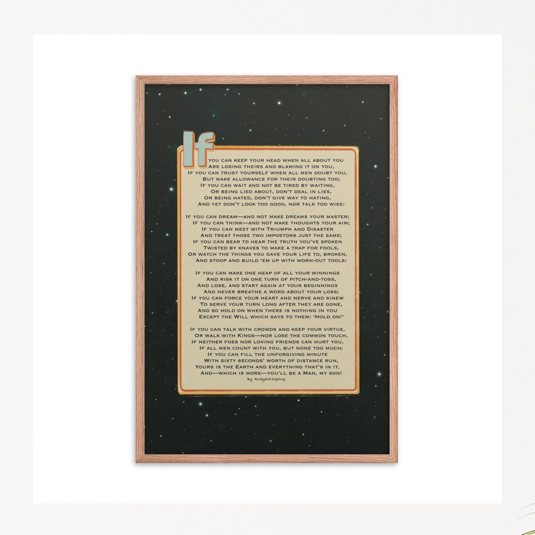 If Rudyard Kipling Poem Print Father to Son Gift Graduation - Etsy