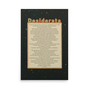 Desiderata Poem Poster Inspirational Poetry Grad Gift Print - Etsy