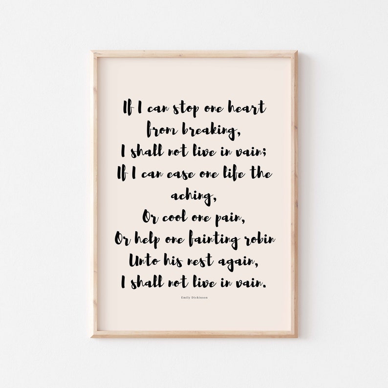 Literary Prints, Inspirational Gifts, Emily Dickinson Poem, Typography ...
