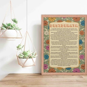 Desiderata Poem Poster, Inspirational Poetry With Floral Art, Grad Gift ...