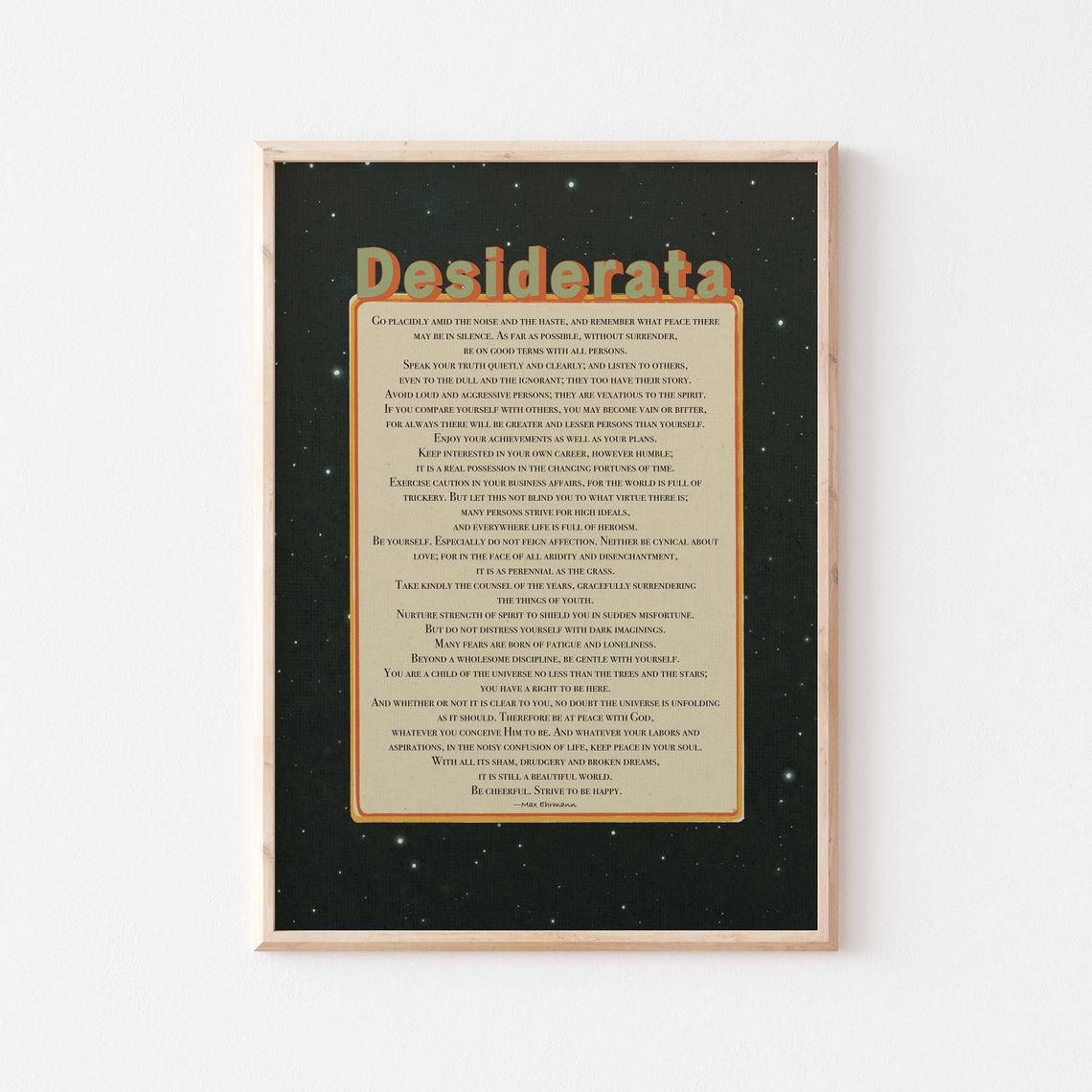 Desiderata Poem Poster Inspirational Poetry Grad Gift Print - Etsy