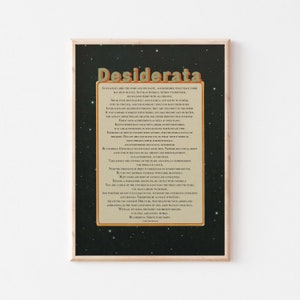 Desiderata Poem Poster Inspirational Poetry Grad Gift Print - Etsy