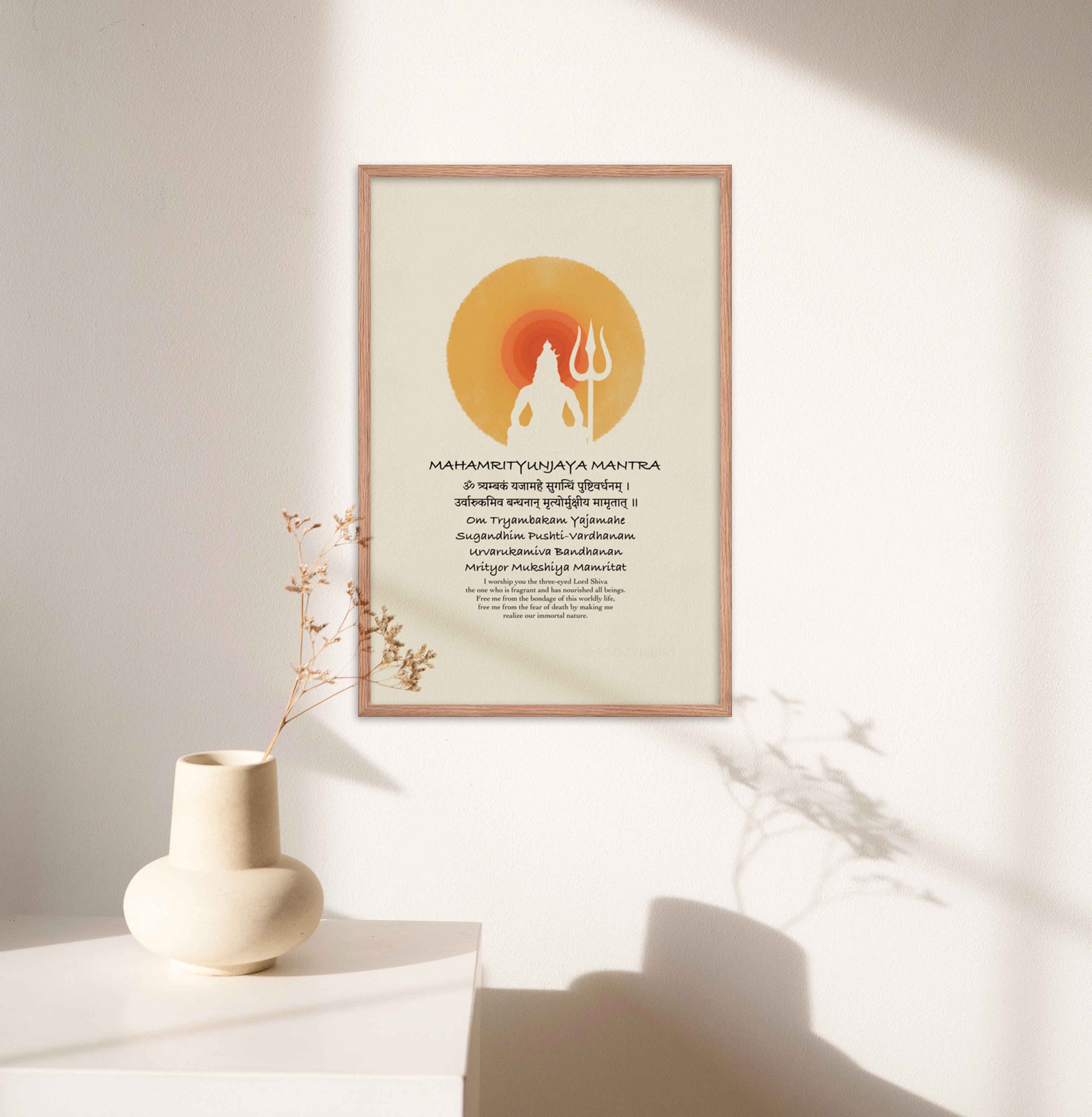 Mahamrityunjaya Mantra Print, Shiva Wall Art Print, Meditation Mantra ...