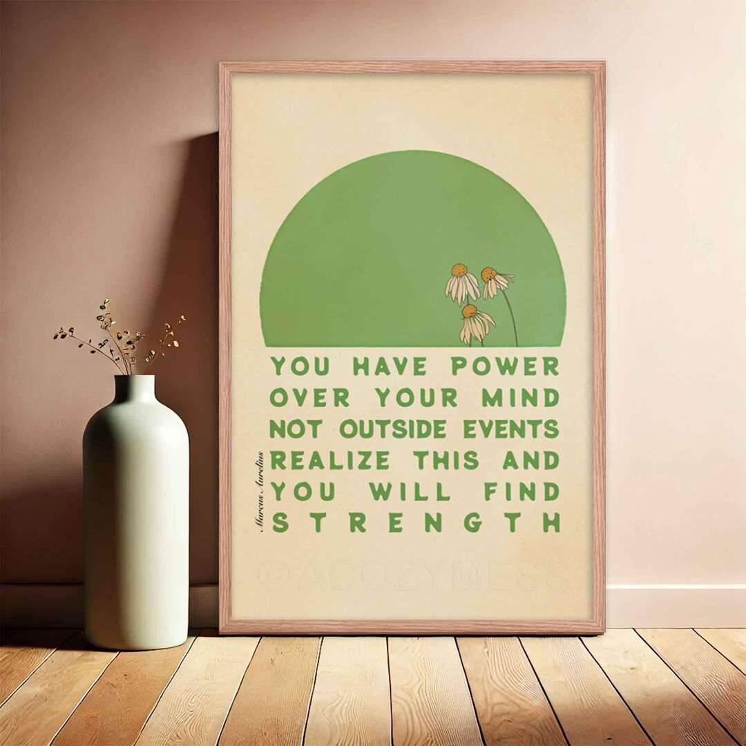 Marcus Aurelius Stoic Quote Poster: Green Floral Philosophy Art - Etsy