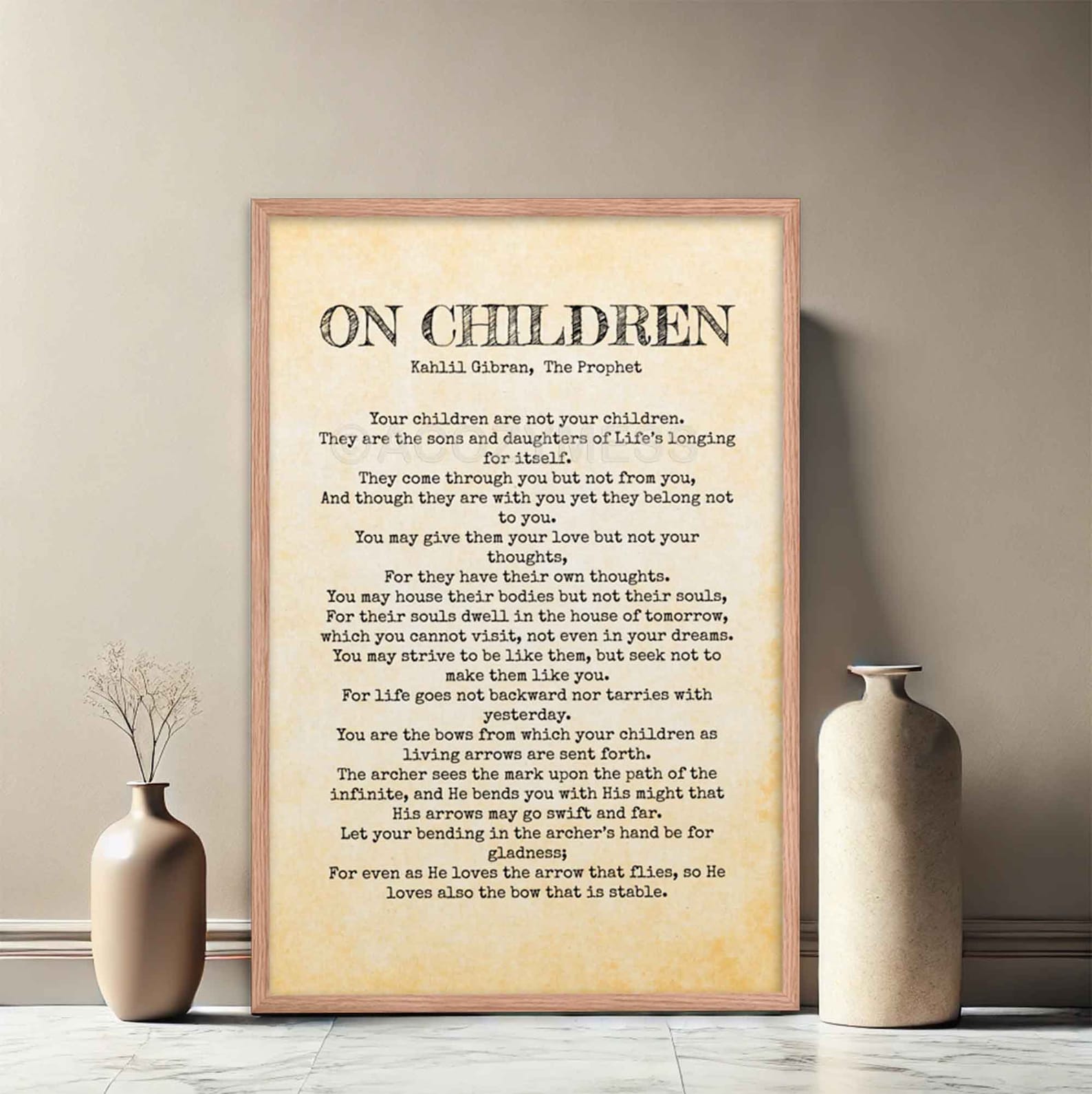 On Children Kahlil Gibran Poem, Inspirational Wall Art for Parents - Etsy