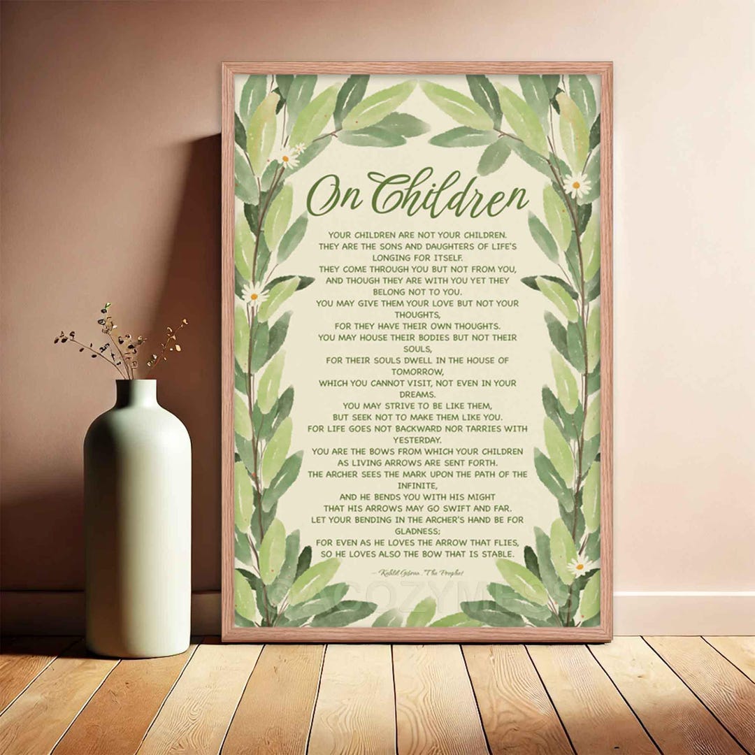 On Children Kahlil Gibran Poem | Inspirational Wall Art for Parents ...