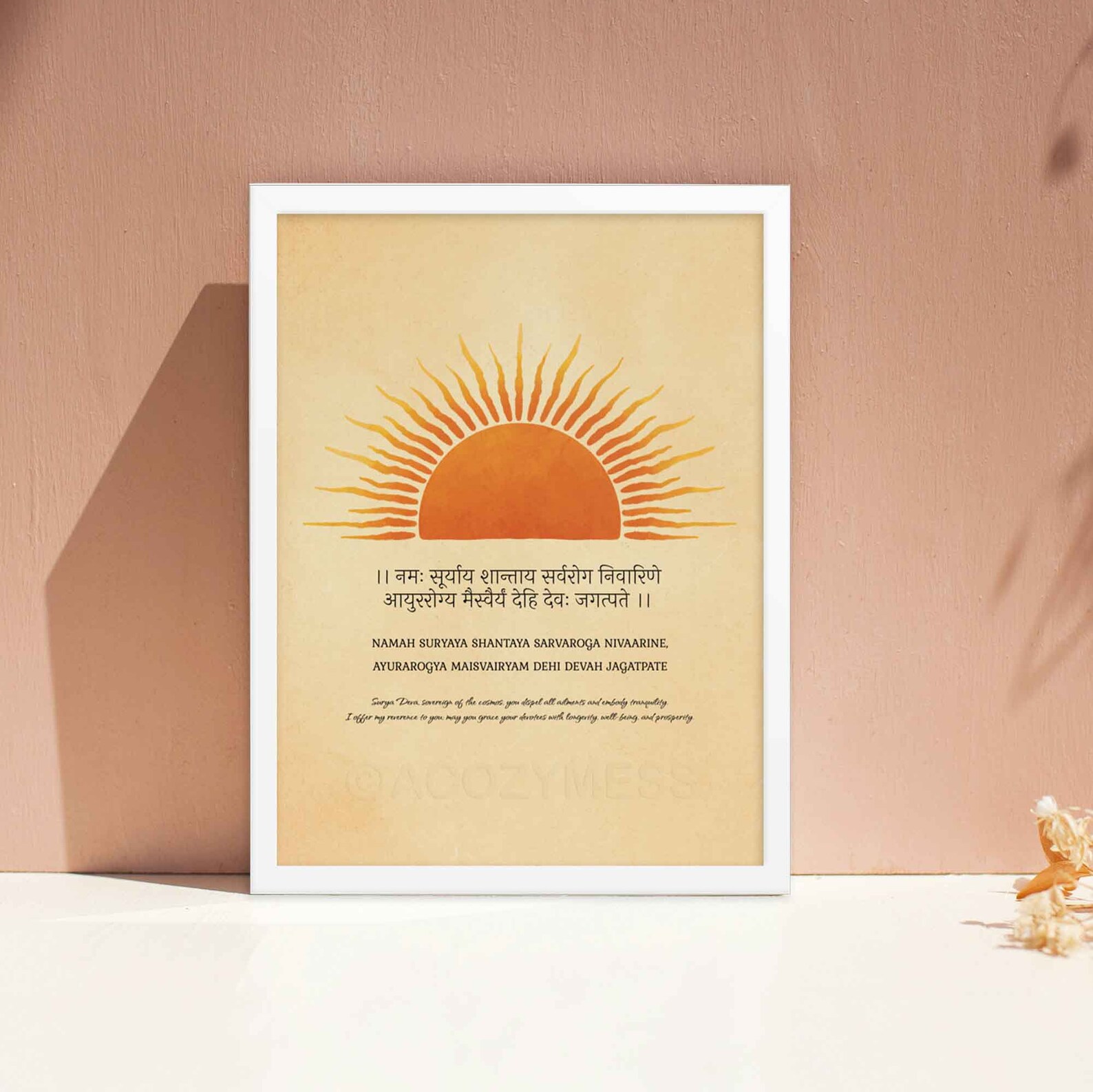 Sun Mantra Print, Om Suryaya Namah Wall Art, Mantra Poster - Etsy