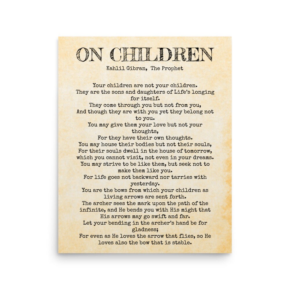 On Children Kahlil Gibran Poem Inspirational Wall Art for - Etsy