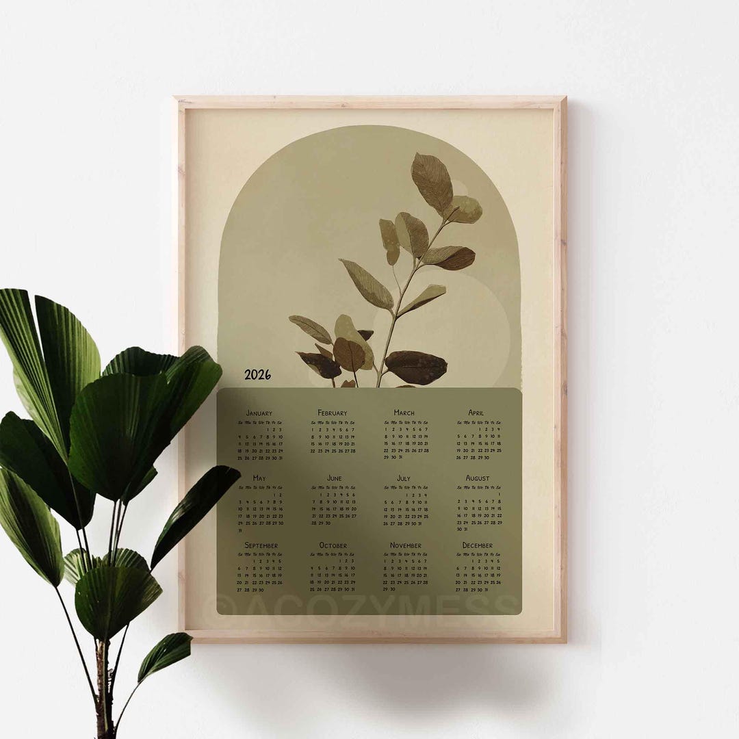 2026 Calendar | One Page Yearly Calendar Poster for Home & Office - Etsy