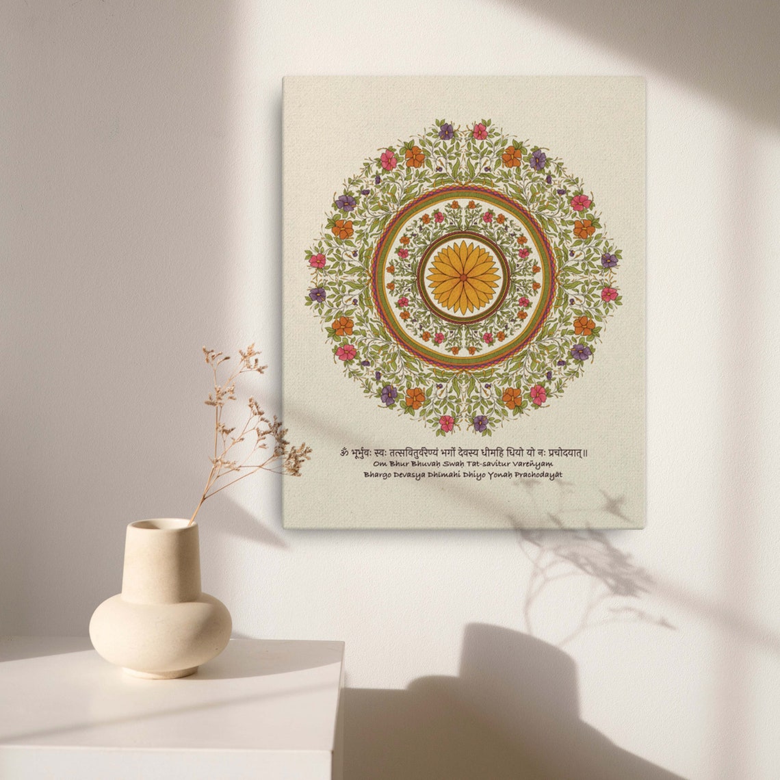Gayatri Mantra Poster, Mandala Wall Art, Meditation Mantra Print - Etsy